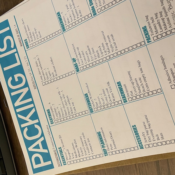 Modern Bright Pink Printable Packing List, 8.5"x11", Editable PDF ...