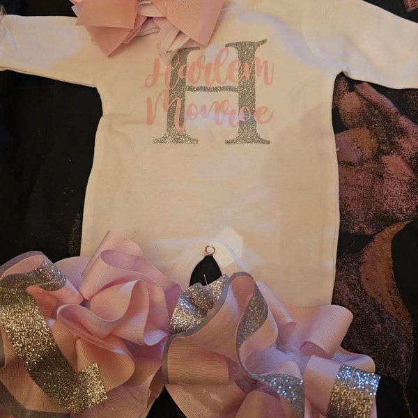 Baby Girl Outfit, Coming Home Outfit, Custom, Handmade, Personalized Newborn, Babyshower Gift ...