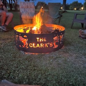 Personalized Retro Camper Fire Pit Ring Heavy Duty Camping - Etsy