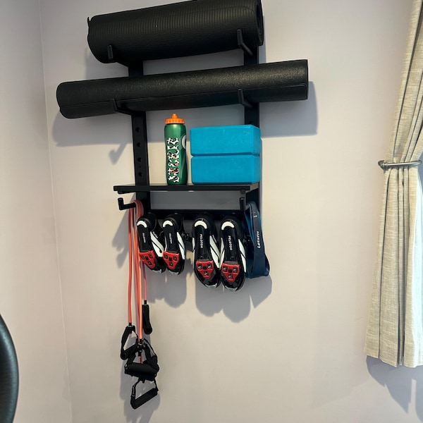 Fully Adjustable Yoga Mat Holder Shelf Home Gym Wall Organizer; Home ...
