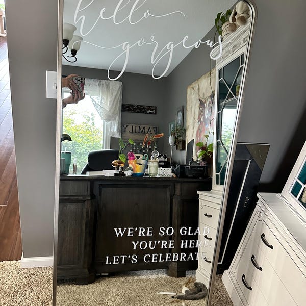 Hello Gorgeous, Grab A Drink Decal Selfie Mirror Sticker for Wedding ...