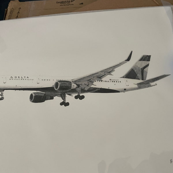 United Airlines Boeing 737 11x14 Archival Print of Pencil Drawing ...