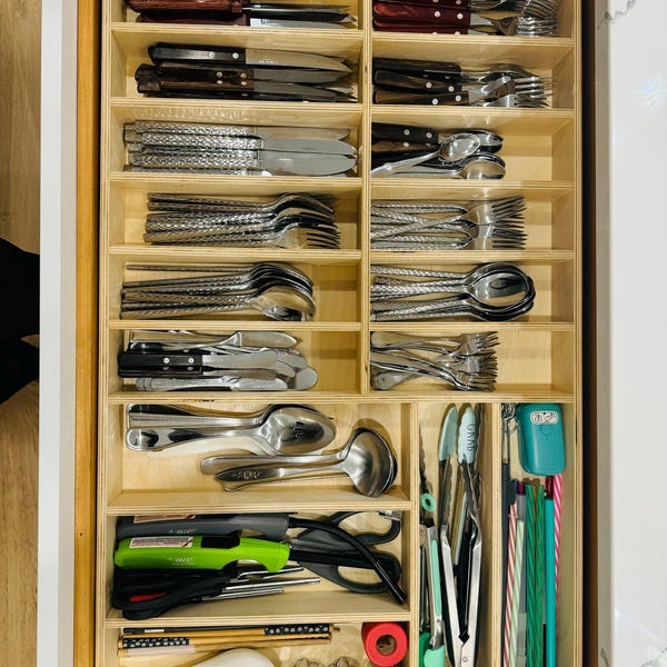 31 to 40 Inch Wide Drawer Insert, Custom Drawer Organizer, Wood Drawer ...