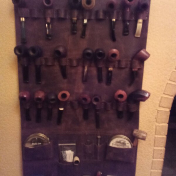 Leather Wall Rack for Holding Tobacco Pipes and Accessories, Wall Pipe ...