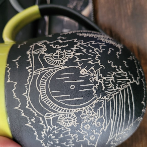 Pre-order: Handmade Carved Ceramic Mug Poppy Wheel Thrown Stoneware ...