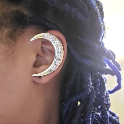 Crescent Ear Wrap Jewelry Worn by Prince Moon CZ Ear Cuff Earwrap With ...