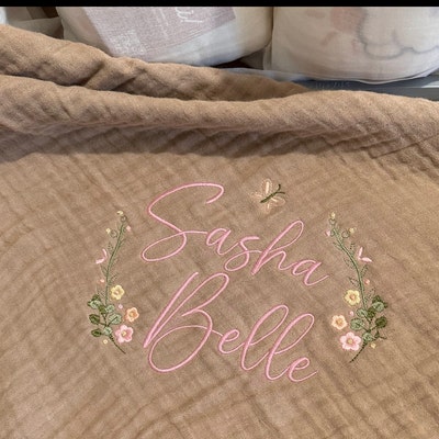 Personalized Embroidered Baby Receiving Blanket, Baby Blanket With Name ...