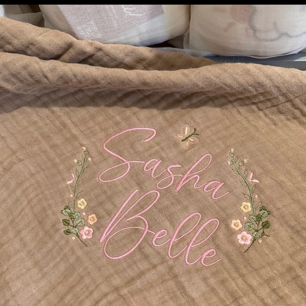 Personalized Embroidered Baby Receiving Blanket, Baby Blanket With Name ...