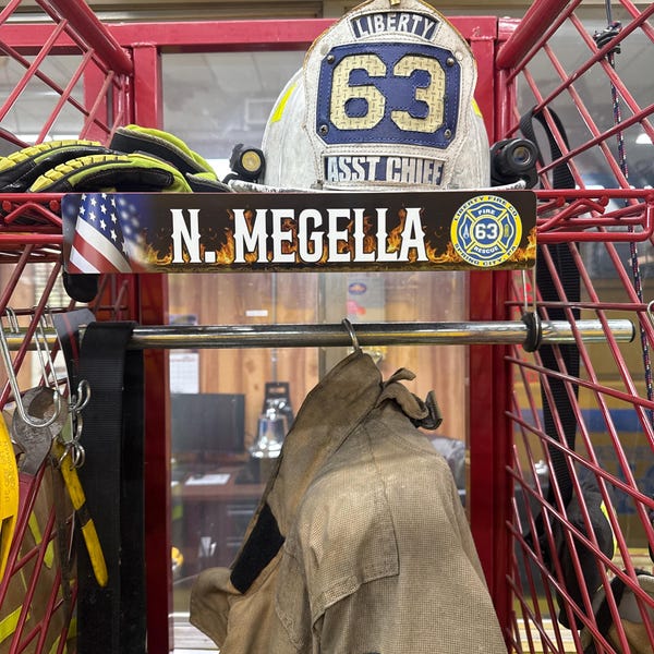 Firefighter Locker Nameplate, Aluminum Gear Locker Tag, Custom Fireman ...