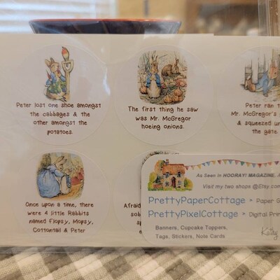 Peter Rabbit, Storybook Stickers, Baby Shower, Birthday Party, Favor ...