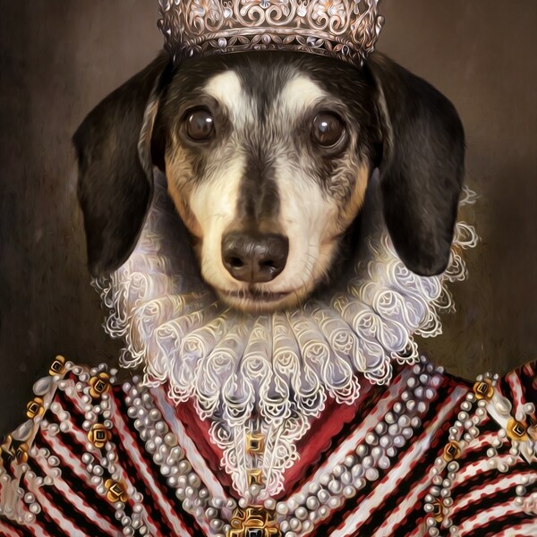 Royal Pet Portrait, Royal Pet Queen King, Dog Art, Custom Pet Funny ...