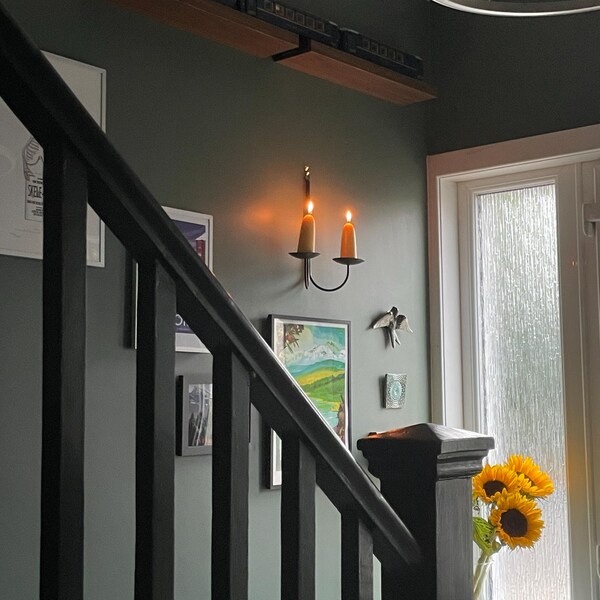 Single Wall Candle Sconce, Pillar Candle Holder, Black Metal Wall ...