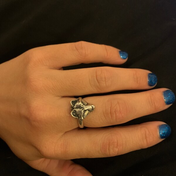 Wolf Pup Ring - 925 Sterling Silver - Solid Hand Cast Oxidised Polished ...