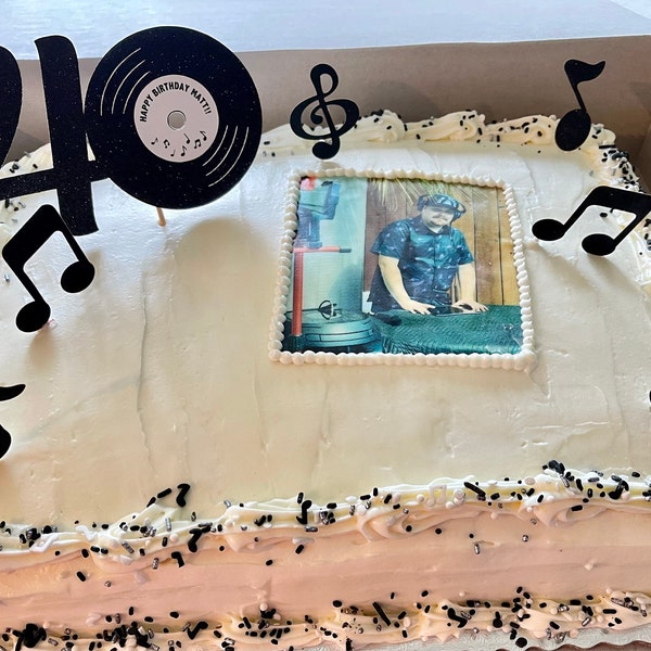 Glitter Vinyl Record Cake Topper, Vintage Vinyl Record Cake Topper ...