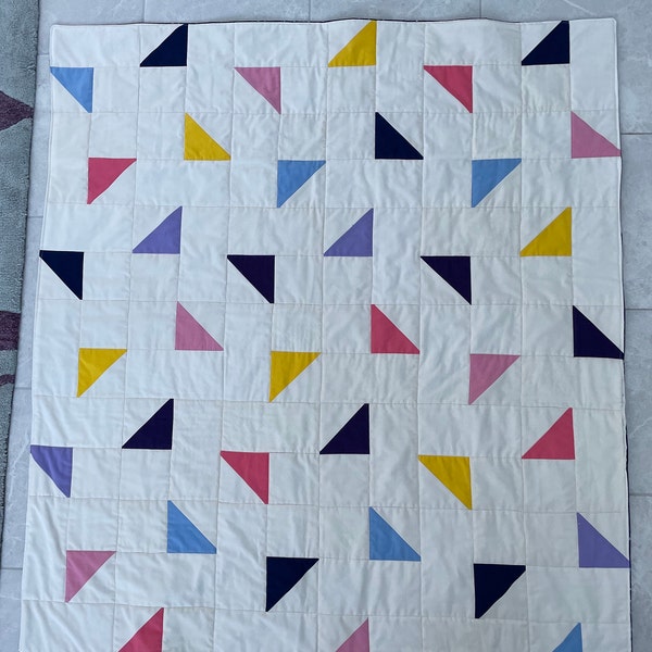 Colorful Triangles Baby Quilt Pattern: Modern Geometric Design (48 ...