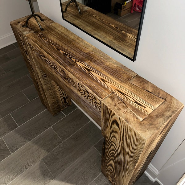 Console Table Made of Old Solid Wood Beams Joined in Dovetail. Rustic ...