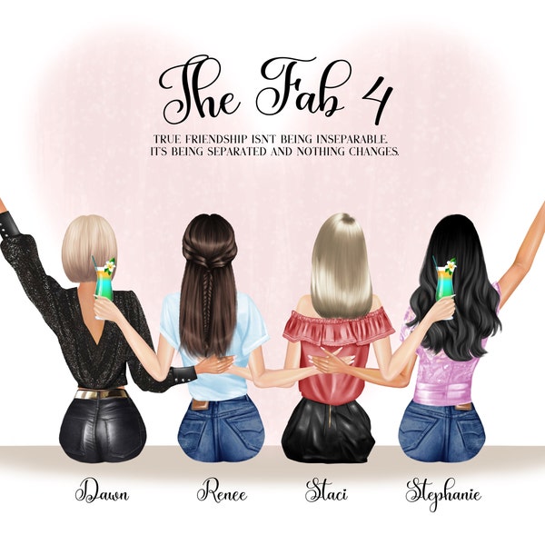 Friendship Print Five Best Friend Gifts Personalized Best Friend Gift ...