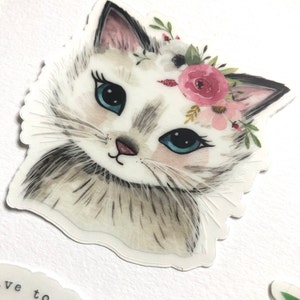 Cat Sticker Flower Cat Vinyl Sticker Year of the Cat - Etsy