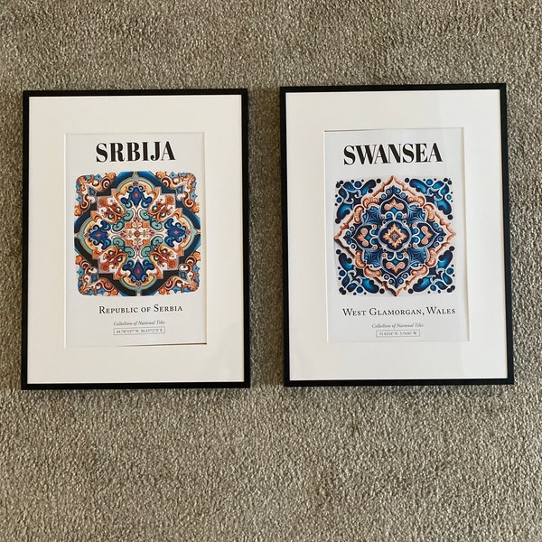 Serbian Tile Art Print: Traditional Srbija Pattern Wall Decor - Etsy