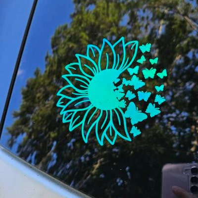 Sunflower Sticker, Sunflower Decal, Floral Car Window Decal, Sunflower ...