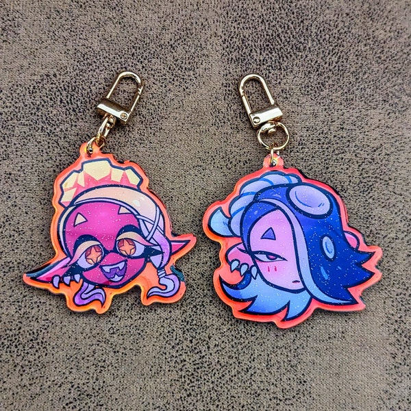 Splatoon 3 Shiver & Frye (2.5" Rainbow Acrylic Charm, Glitter Epoxy) - Etsy