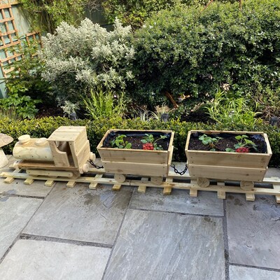 Wooden Planter Train / Decorative Garden Ornament - Etsy UK