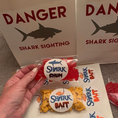 Shark Bait Stickers, Shark Chum Stickers, Shark Party, Shark Stickers ...