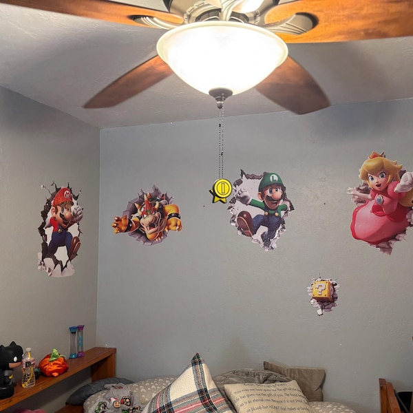 Mario Ceiling Fan Pull | Mario Bedroom | Super Home Decor | Super Star ...