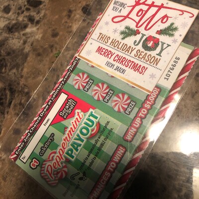 Christmas Lottery Ticket Gift Tag, Wishing You a Lotto Joy, Holiday ...