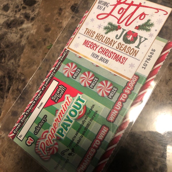 Christmas Lottery Ticket Gift Tag, Wishing You a Lotto Joy, Holiday ...