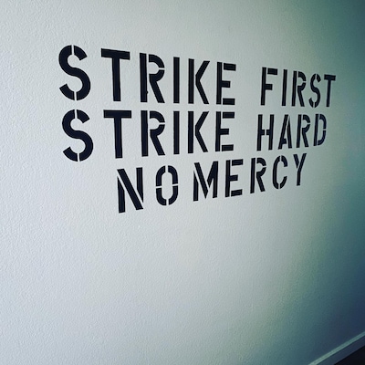 Cobra Kai Strike First Strike Hard No Mercy Wall Decal Sticker Stencil ...