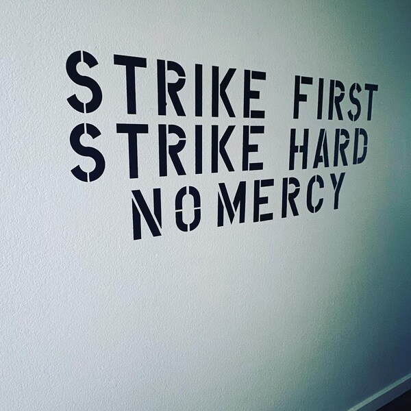 Cobra Kai Strike First Strike Hard No Mercy Wall Decal Sticker Stencil ...