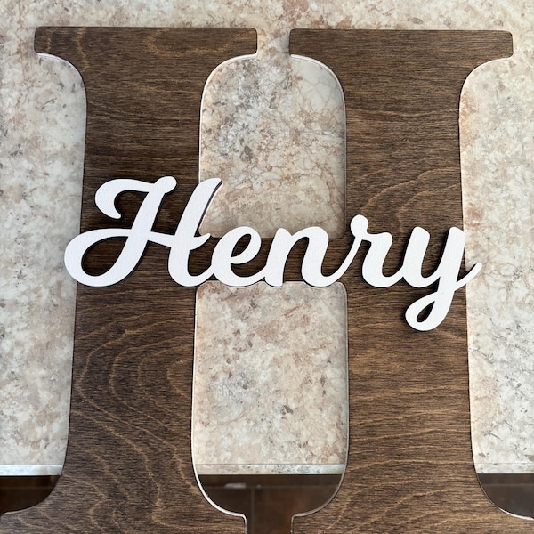 Custom Wooden Wall Name Sign Wood Big Letter Modern Nursery Bedroom ...