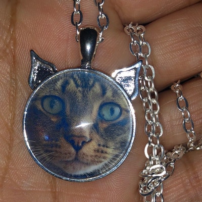 Personalized Cat Face Charm Necklace Custom Jewelry With Your Cat's ...