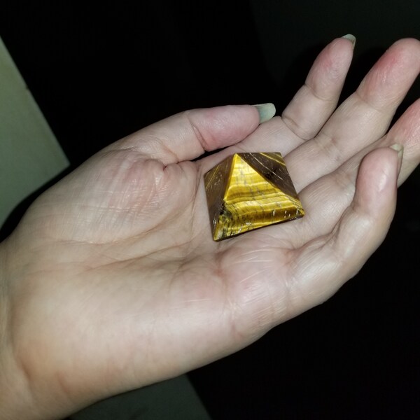 One (1) Tiger Eye Crystal Healing Pyramid - Crystal Grid and Chakra ...