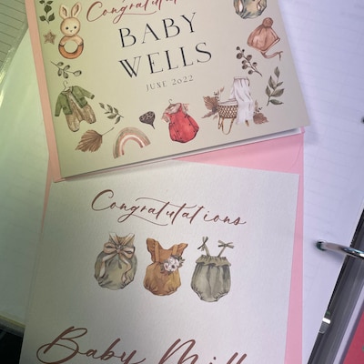 PERSONALISED Boho New Baby Card Congratulations Card - Etsy