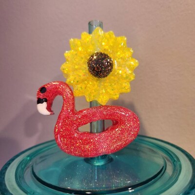 Flamingo Floatie Straw Topper Straw Topper Straw Buddy Summer Straw ...