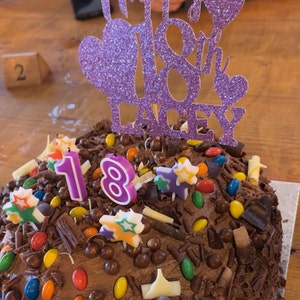 Personalised Custom Glitter Cake Topper Happy 15th Birthday Ian Fifteen ...