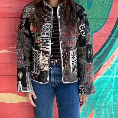 Handmade Patchwork Jacket, Hand Stitched Cotton Patchwork Jacket ...