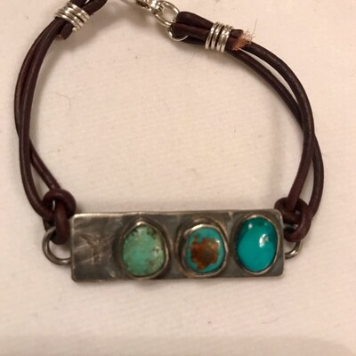 Alacron Turquoise Charm Necklace Hand Stamped Turquoise Necklace ...