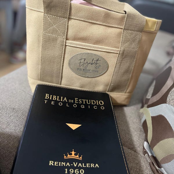 Bible Bag,canvas Satchel Tote, Multi Pocket,personalized,religious Gift Women,bible Study ...