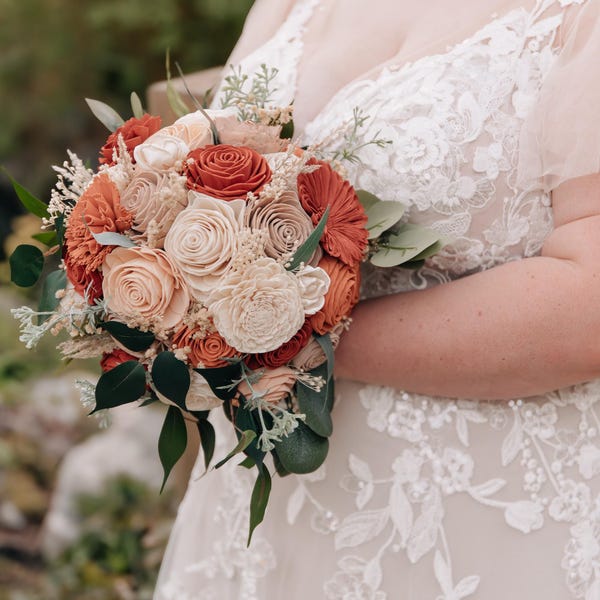 Wedding Bouquet, Bridal Bouquet, Sola Flower, Wedding Flower, Wooden ...