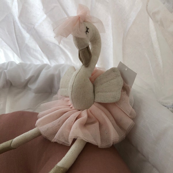 Swan Toy . Handmade Swan Doll . Newborn Toy . Christening Swan Toy ...
