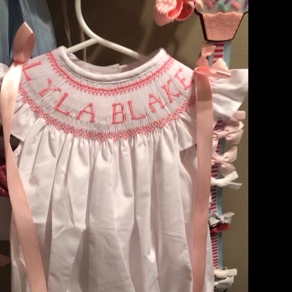 Smocked Name Bubble,custom Smock,hand Smocked Bishop Dress,monogram ...