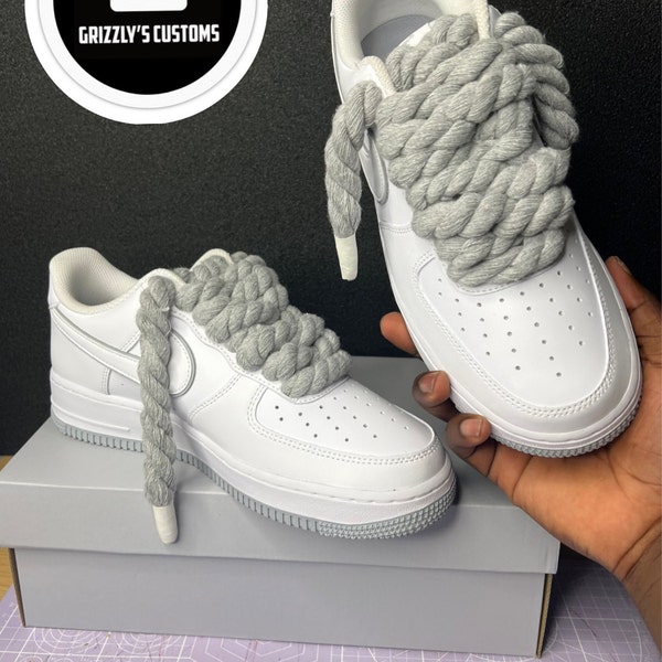 Chunky Laces 10mm Thick Cotton Rope Shoelaces 2pcs, White With White ...