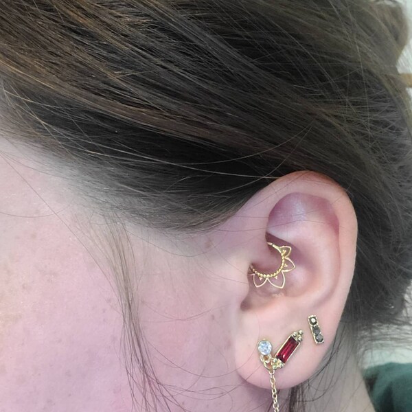 16G Gold Daith Jewelry Ring 8mm Minimalist Daith Jewelry Clicker Dainty ...