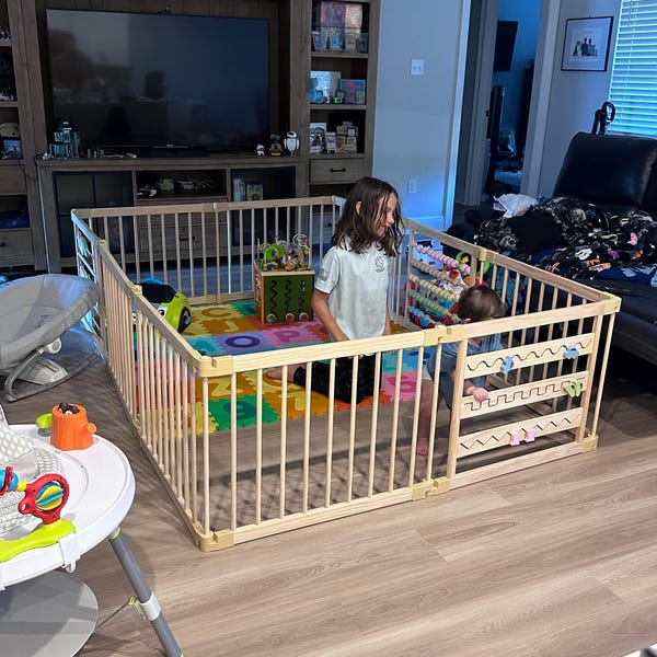 Extra Large Wooden Playpen: Foldable Pine Wood Baby Play Fence - Etsy