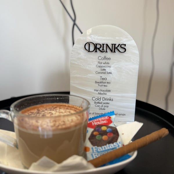 A6/A5 Arch Drinks Menu, Cream Beige Marble Acrylic Menu, UV Printed ...