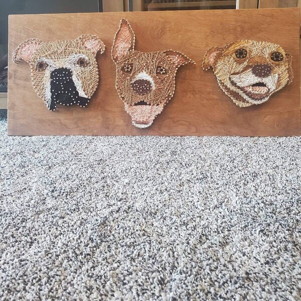 Custom Dog String Art Pet Portrait Wall Hanging Handmade Nail Art - Etsy