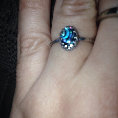 Blue Shell Ring Sterling Silver Ring Engagement Ring Dainty - Etsy